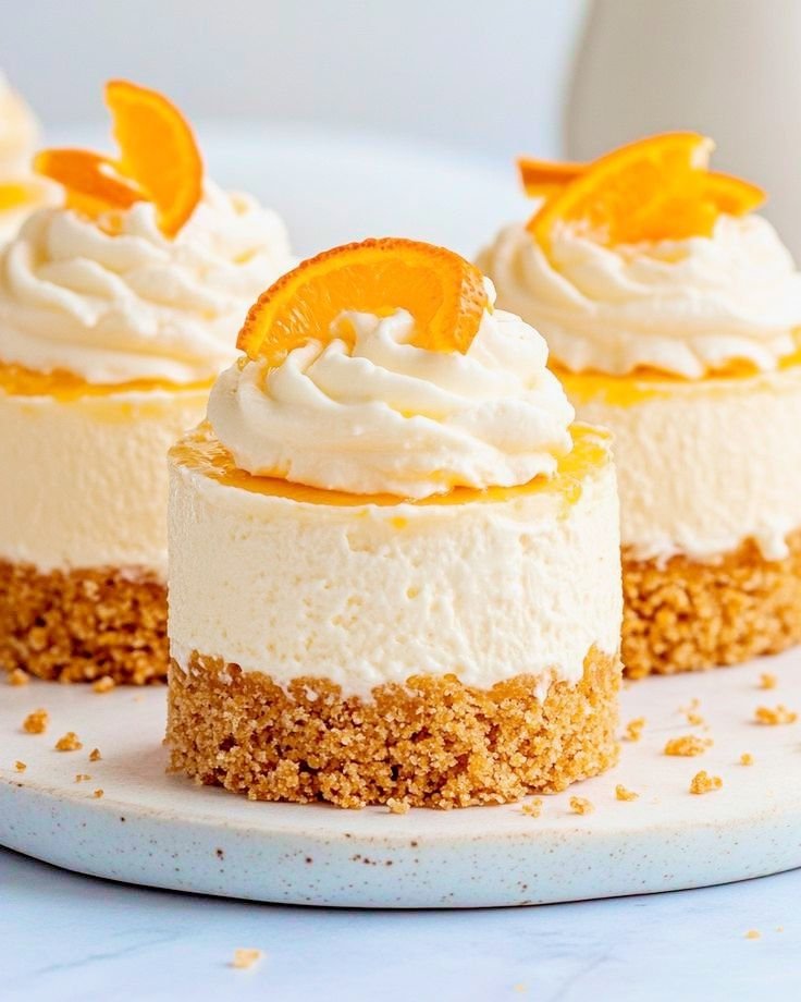 🍊🌞 Summer Orange Creamsicle Mini Cheesecakes 🌼⛱️ - Delicious Recipe