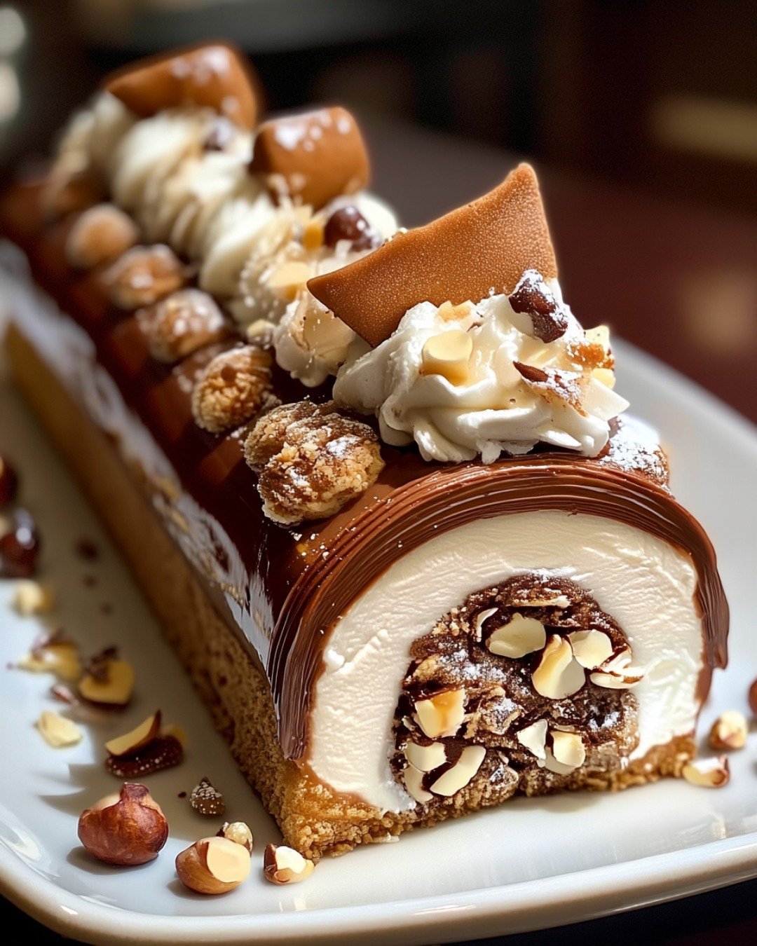 🎄☕ Coffee-Hazelnut Crunch Yule Log ☕🎄 - Delicious Recipe