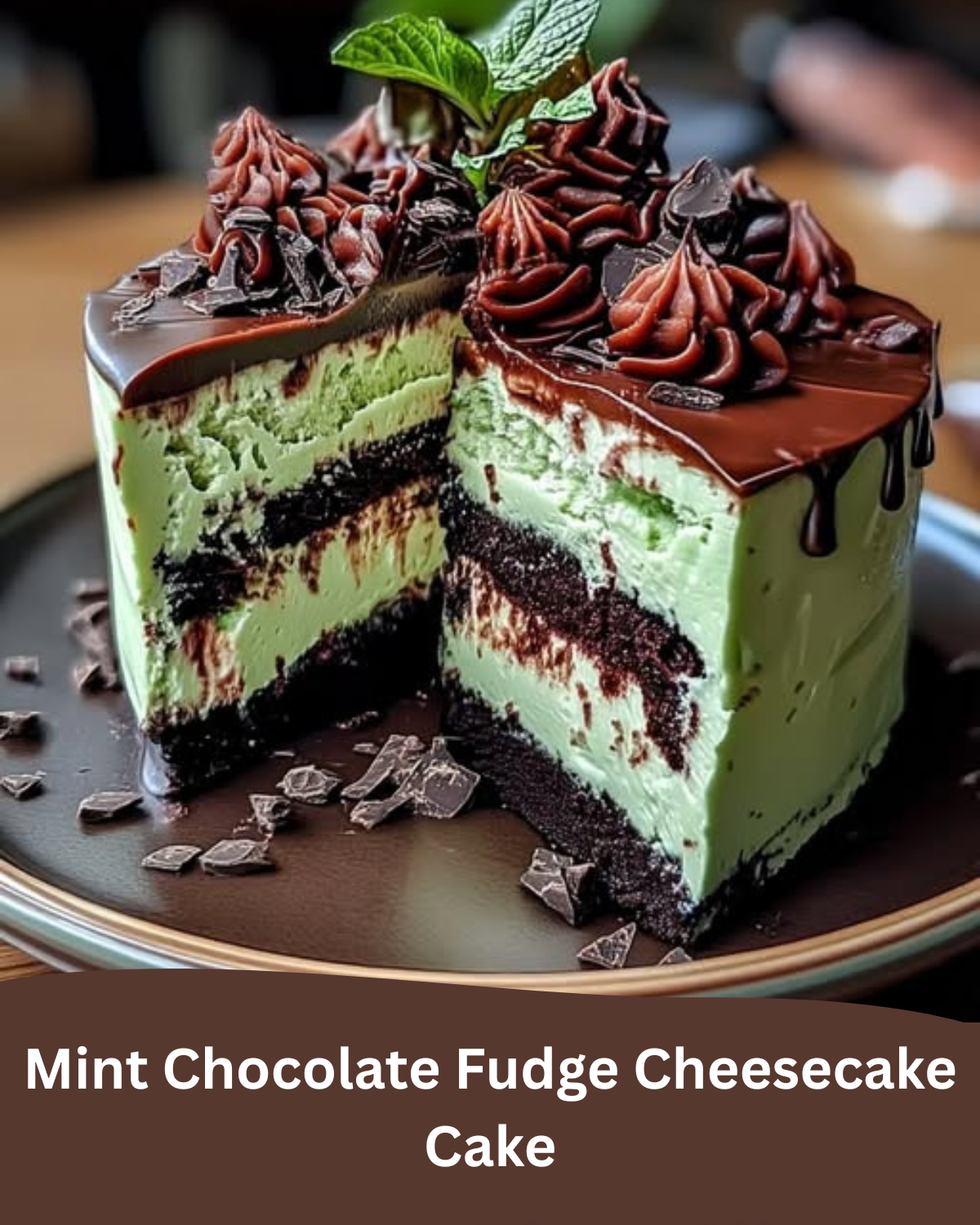Mint Chocolate Fudge Cheesecake Cake - Delicious Recipe