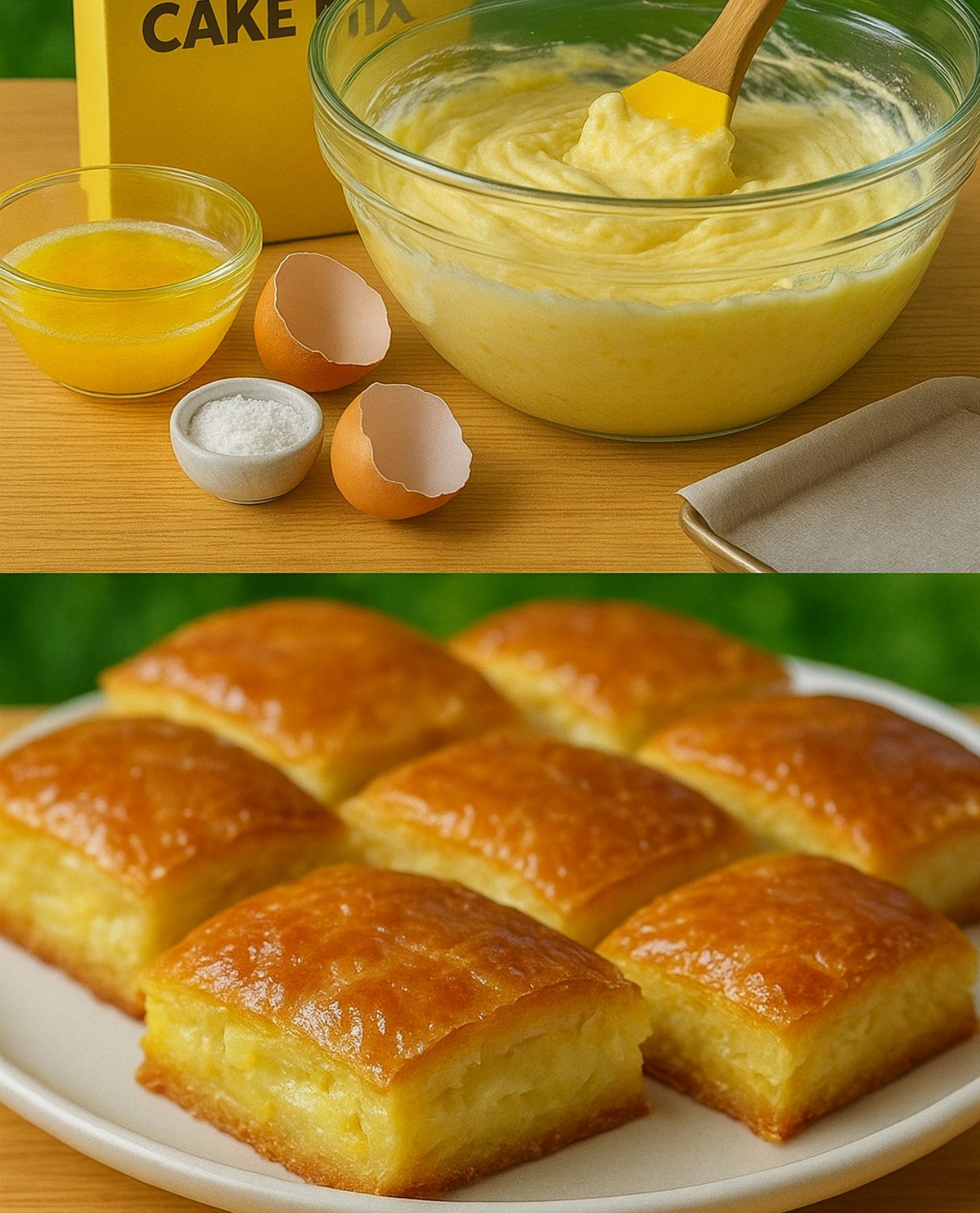 Golden Gooey Butter Cake Bars with Cream Cheese Filling - Delicious Recipe