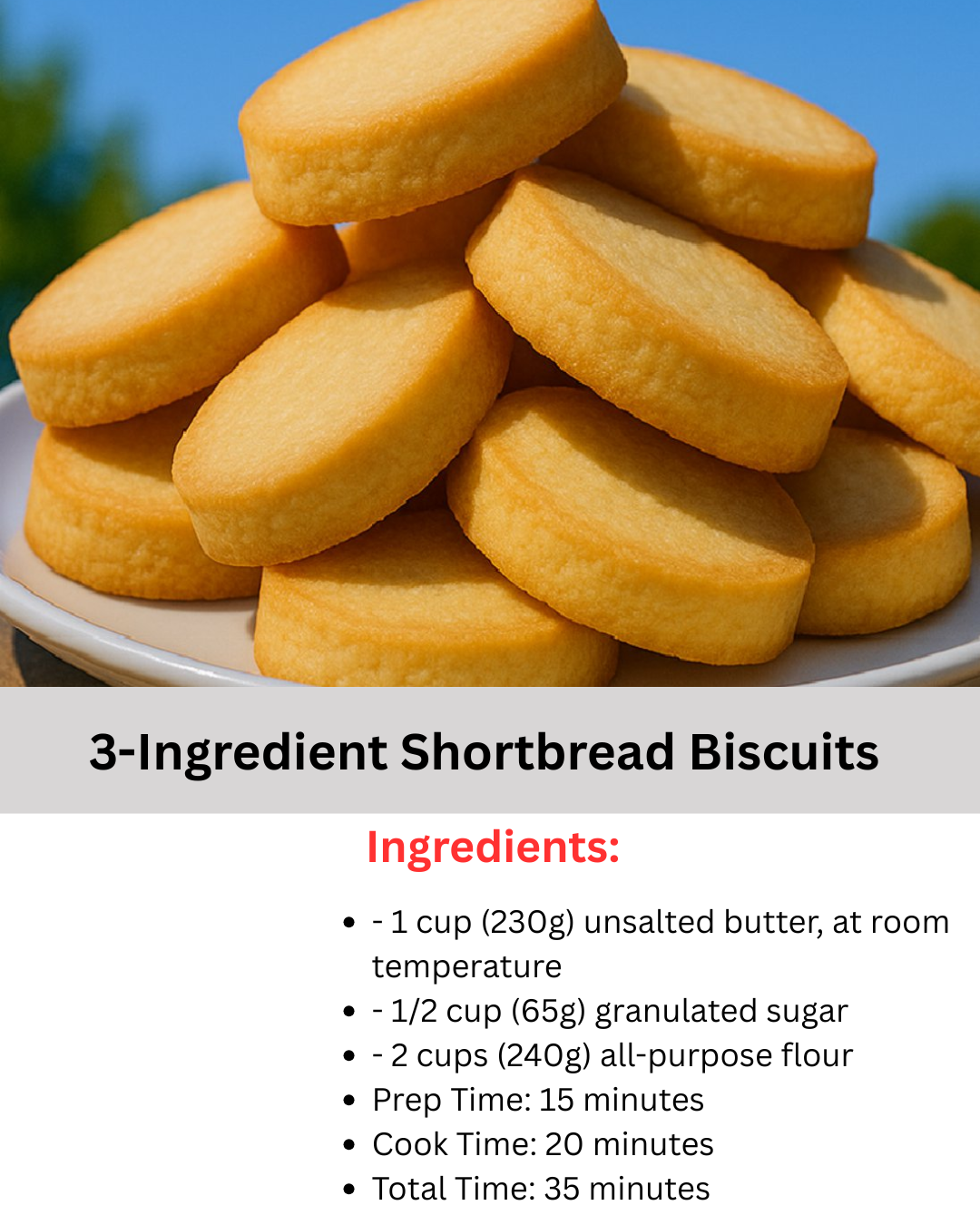 3 Ingredient Shortbread Biscuits Recipe - Delicious Recipe