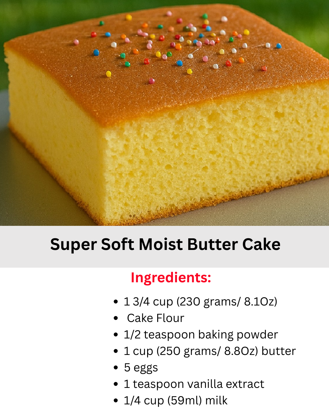 Super Soft Moist Butter Cake Recipe - Delicious Recipe